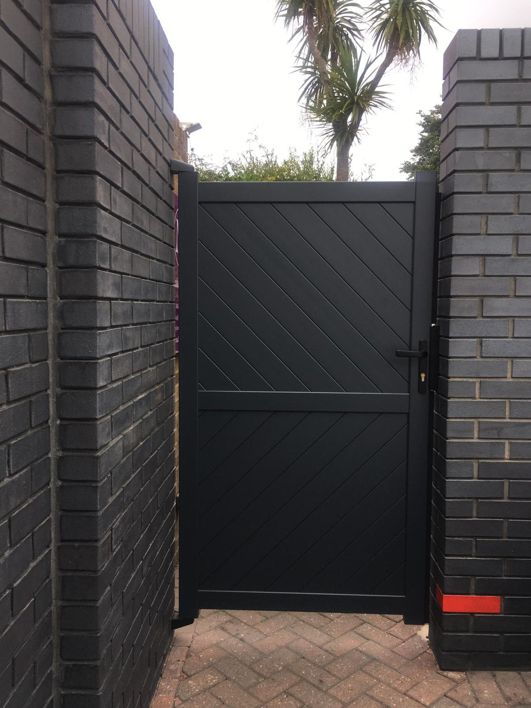 Aluminium Pedestrian Gate with Diagonal Solid Infill — Online Security ...