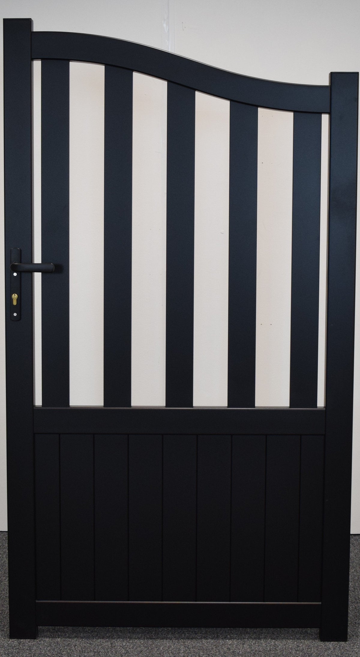 The Nelson - Aluminium pedestrian gate with mixed infill - Bell curved ...