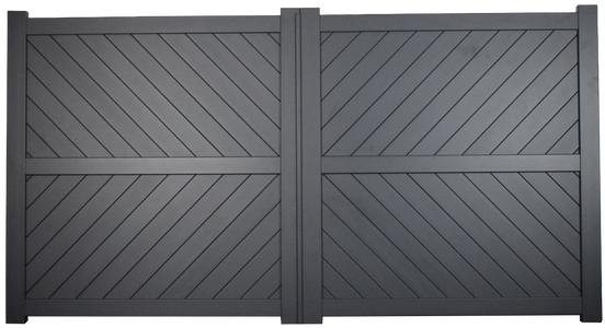 The Strand - Aluminium double swing gate with diagonal solid infill ...