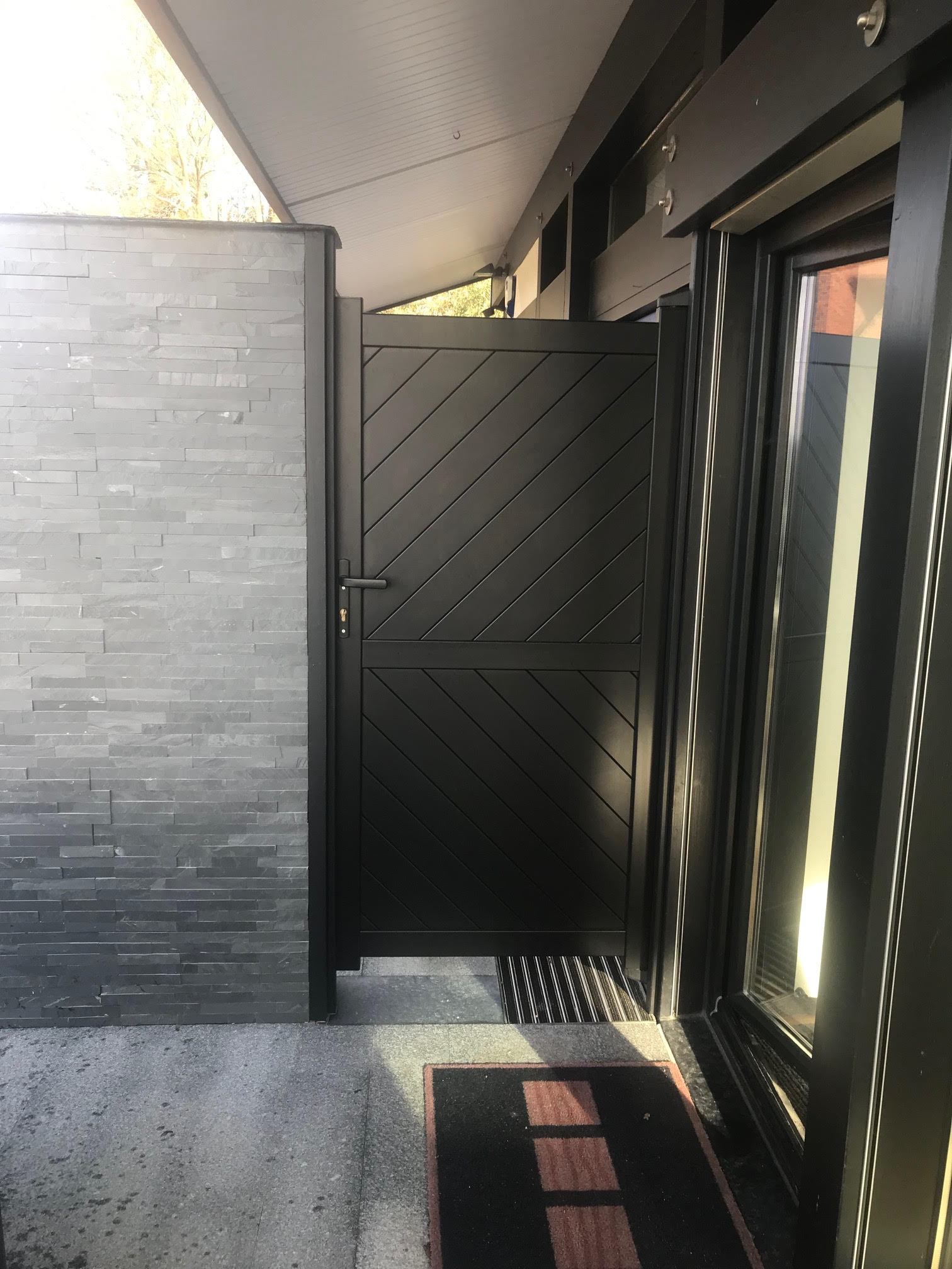 Aluminium Pedestrian Gate with Diagonal Solid Infill — Online Security ...