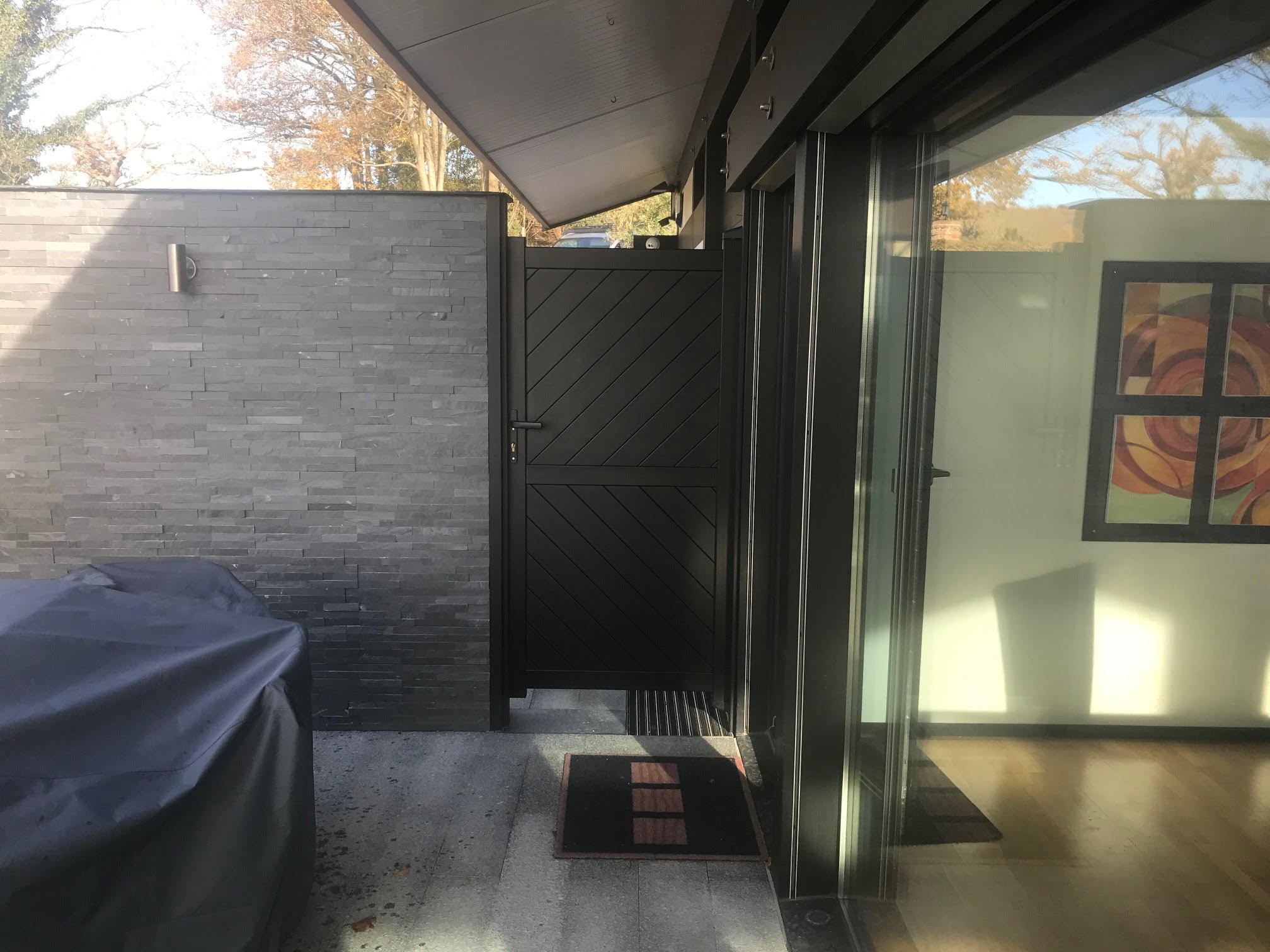 Aluminium Pedestrian Gate with Diagonal Solid Infill — Online Security ...