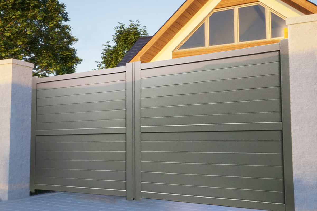 The Oxford - Aluminium Driveway Gates with horizontal solid infill - F ...