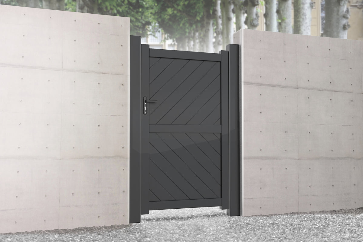 Aluminium Pedestrian Gate with Diagonal Solid Infill — Online Security ...