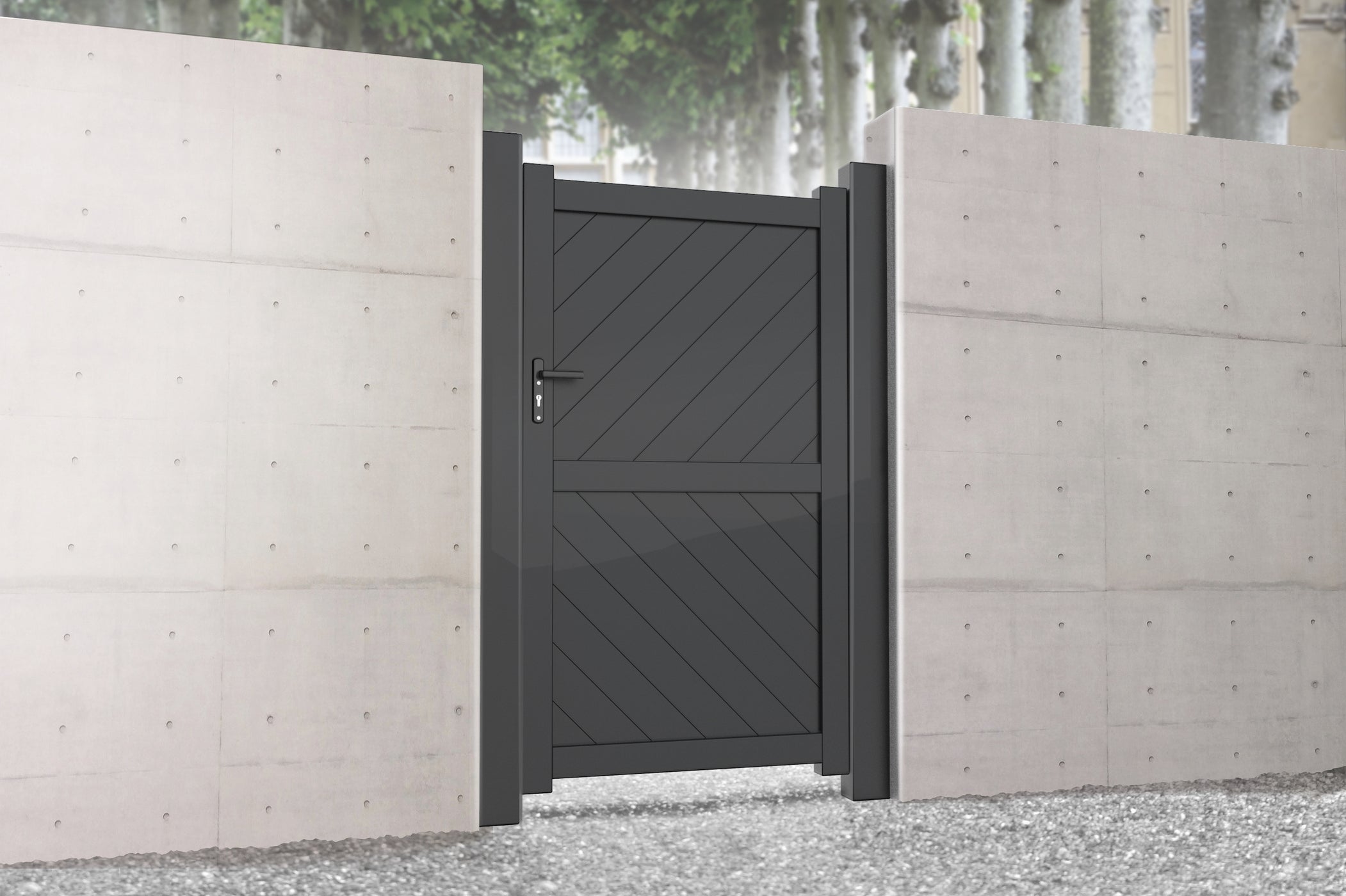 Aluminium Pedestrian Gate with Diagonal Solid Infill — Online Security ...